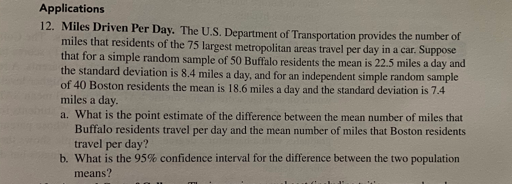 Solved Applications 12. Miles Driven Per Day. The U.S. | Chegg.com
