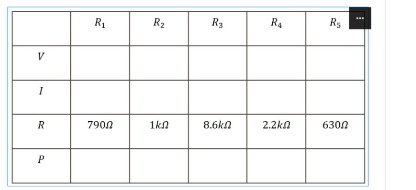 Solved Complete the table of values for the circuit in the | Chegg.com