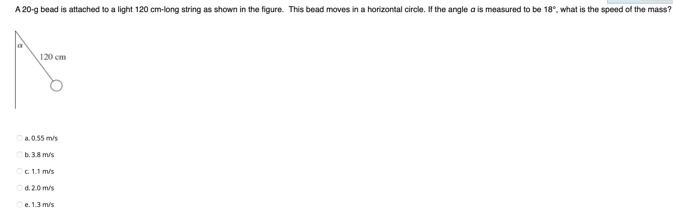 Solved A 20-g bead is attached to a light 120 cm-long string | Chegg.com