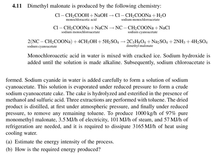 Solved 4.11 Dimethyl malonate is produced by the following | Chegg.com
