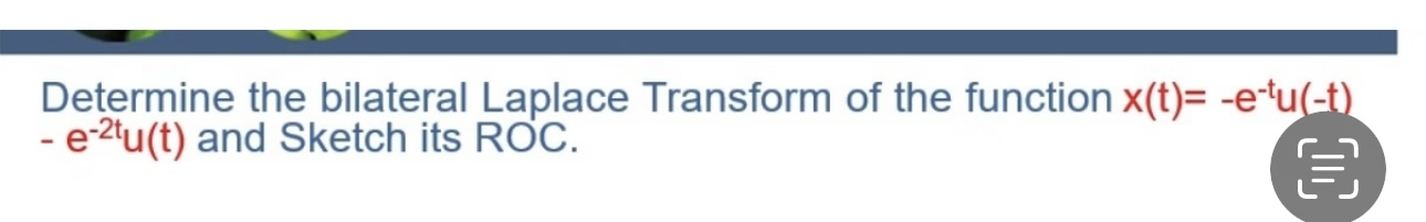 Solved Determine the bilateral Laplace Transform of the | Chegg.com