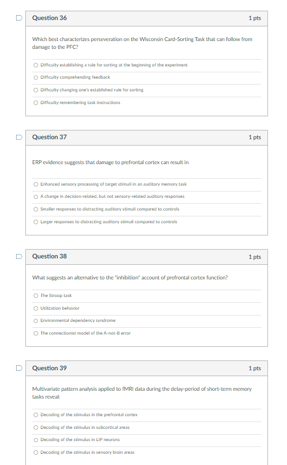 Solved Which best characterizes perseveration on the | Chegg.com