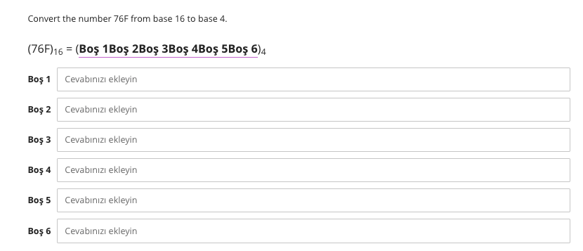 Solved Convert the number 76F from base 16 to base 4. | Chegg.com