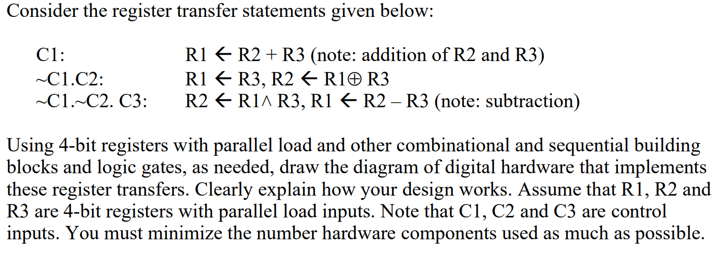 Consider the register transfer statements given | Chegg.com