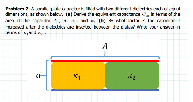 Solved Problem 7: A parallel-plate capacitor is filled with | Chegg.com