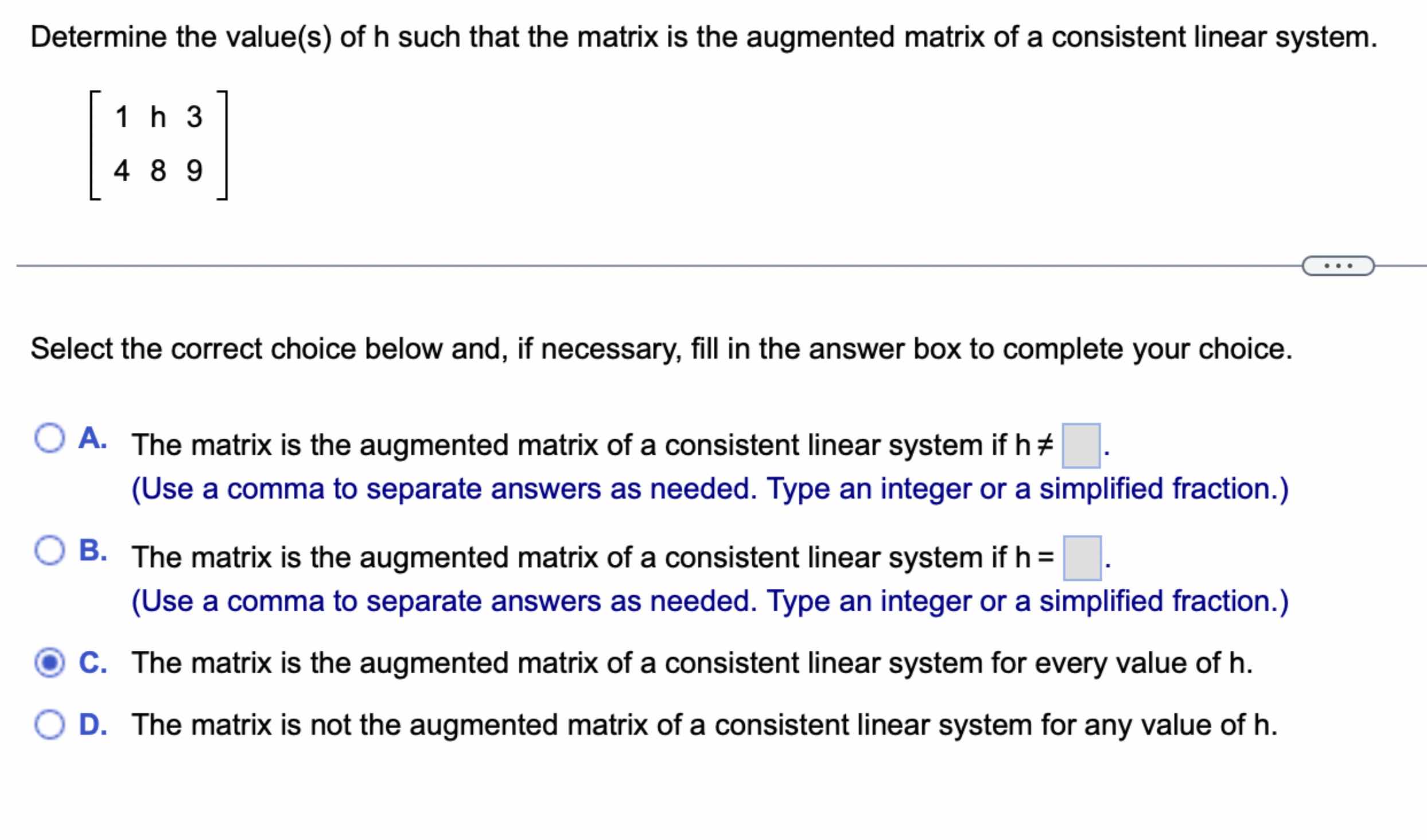 Solved Determine the value(s) ﻿of h ﻿such that the matrix is | Chegg.com