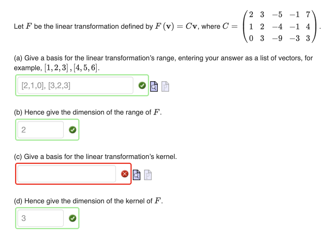 Solved Let F be the linear transformation defined by | Chegg.com