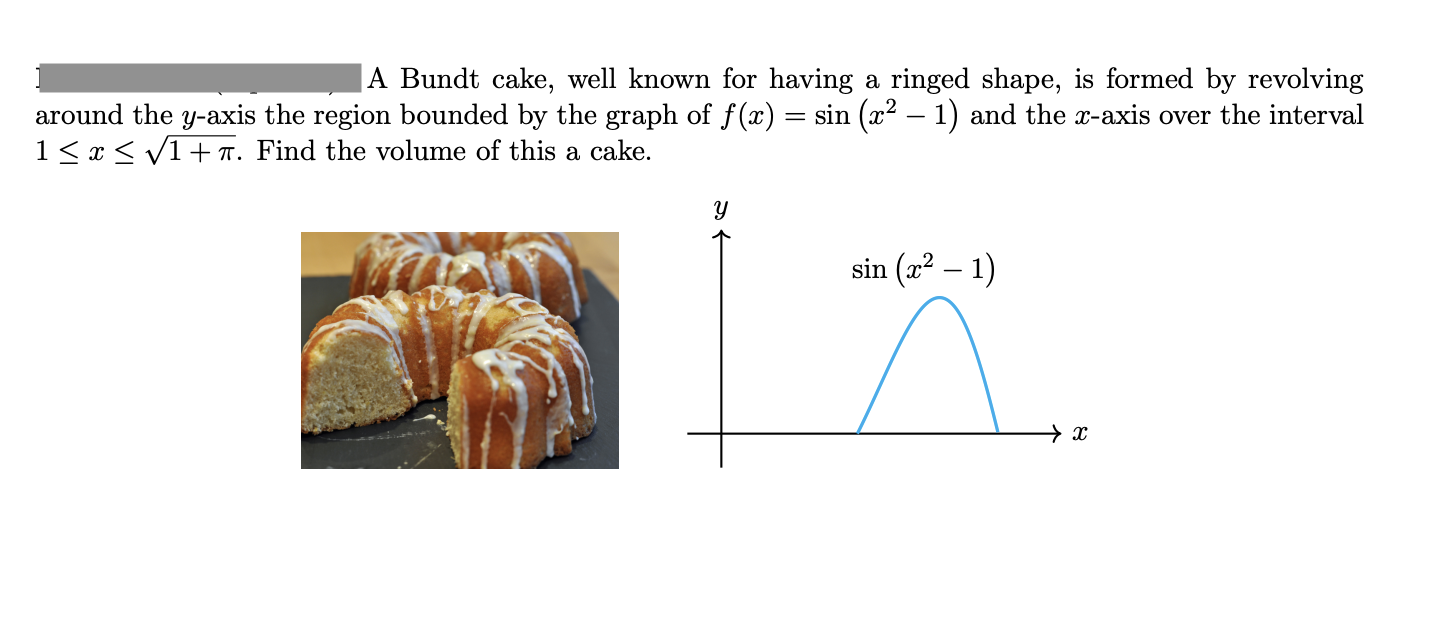 Solved A Bundt cake, well known for having a ringed shape, | Chegg.com