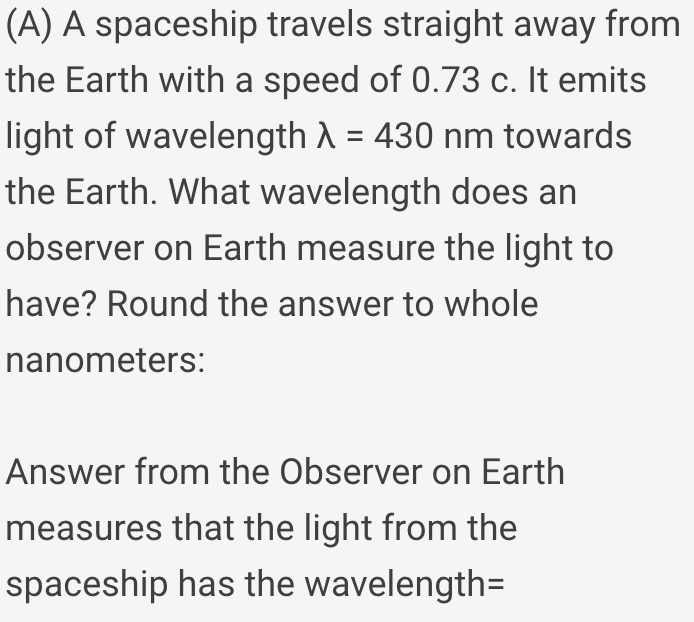 Solved This is regarding physics and specal relativity for | Chegg.com