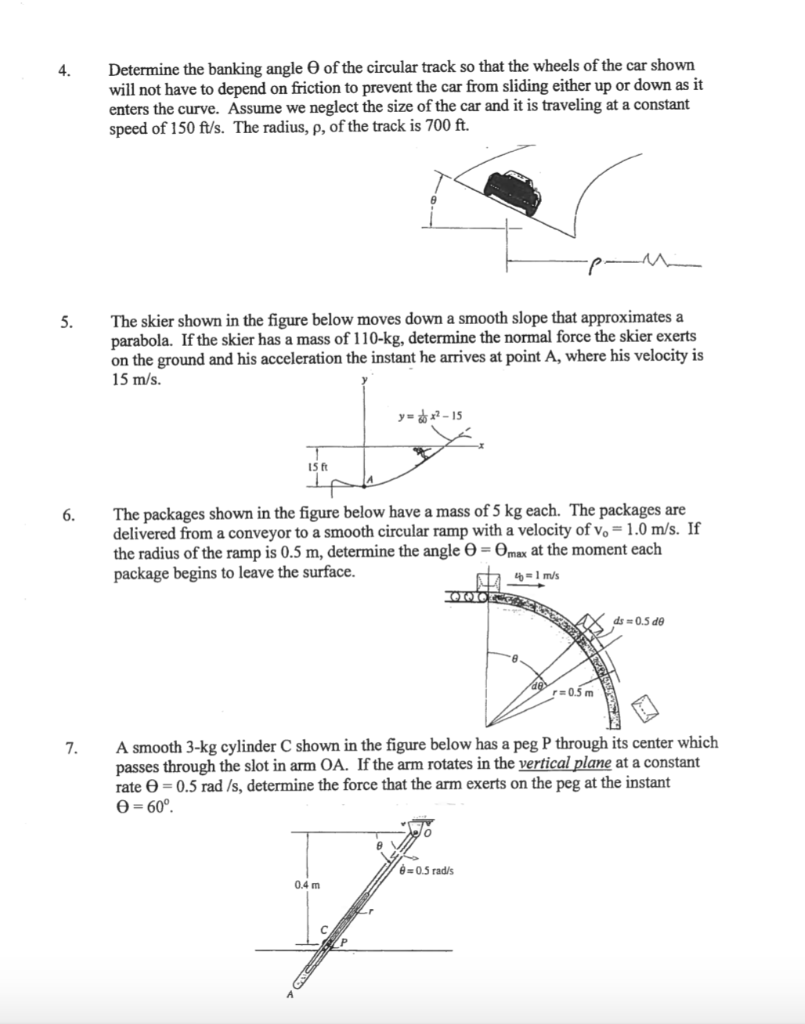 Solved 4. Determine the banking angle 0 of the circular | Chegg.com