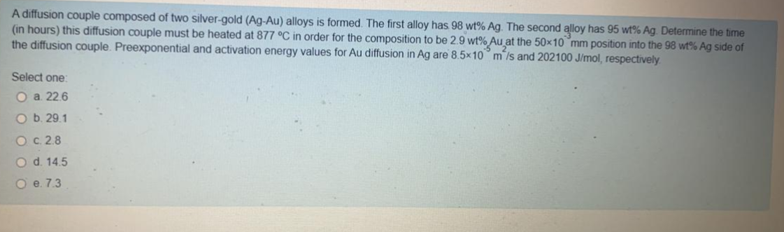 Solved A diffusion couple composed of two silver-gold | Chegg.com