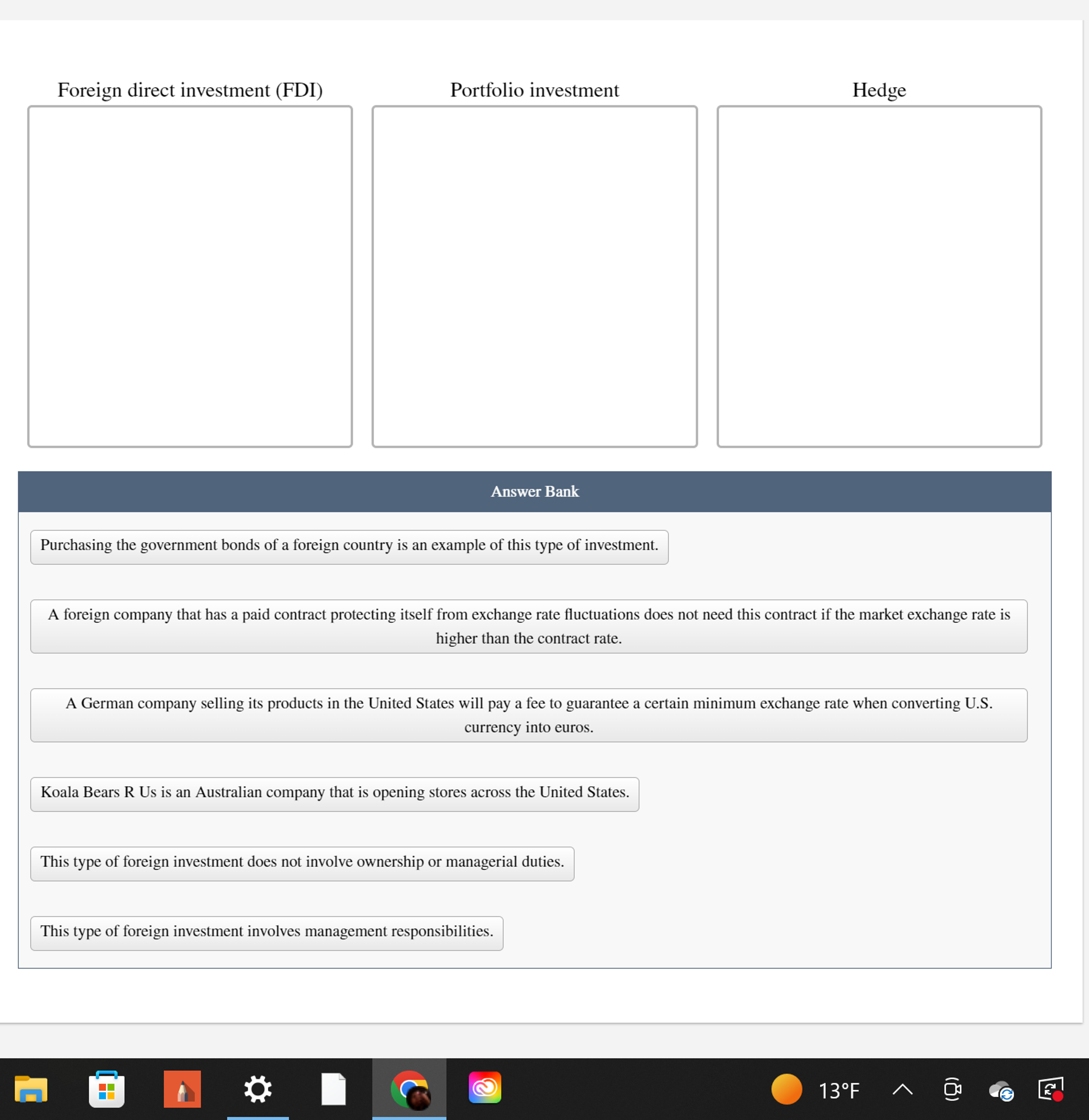 Solved Foreign direct investment (FDI)Answer BankPurchasing | Chegg.com