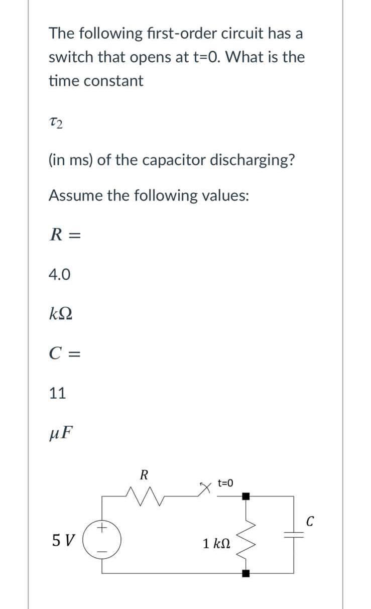 Solved The following first-order circuit has a switch that | Chegg.com