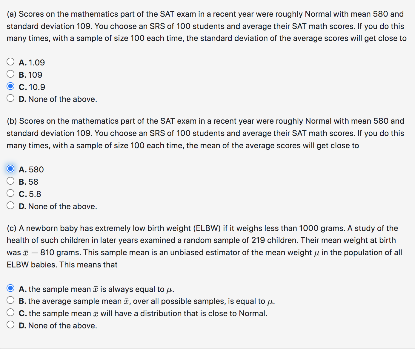 Solved a) Scores on the mathematics part of the SAT exam in | Chegg.com