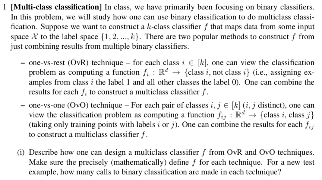 1 Multi-class classification] In class, we have | Chegg.com