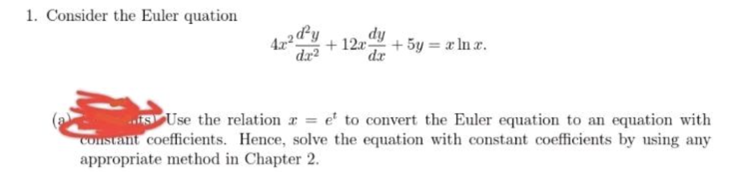 1. Consider the Euler quation | Chegg.com