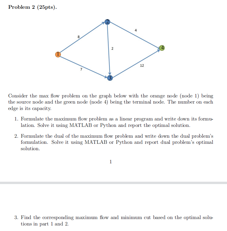 Solved Problem 2 (25pts). 4 8 N 2 2 12 7 Consider the max | Chegg.com