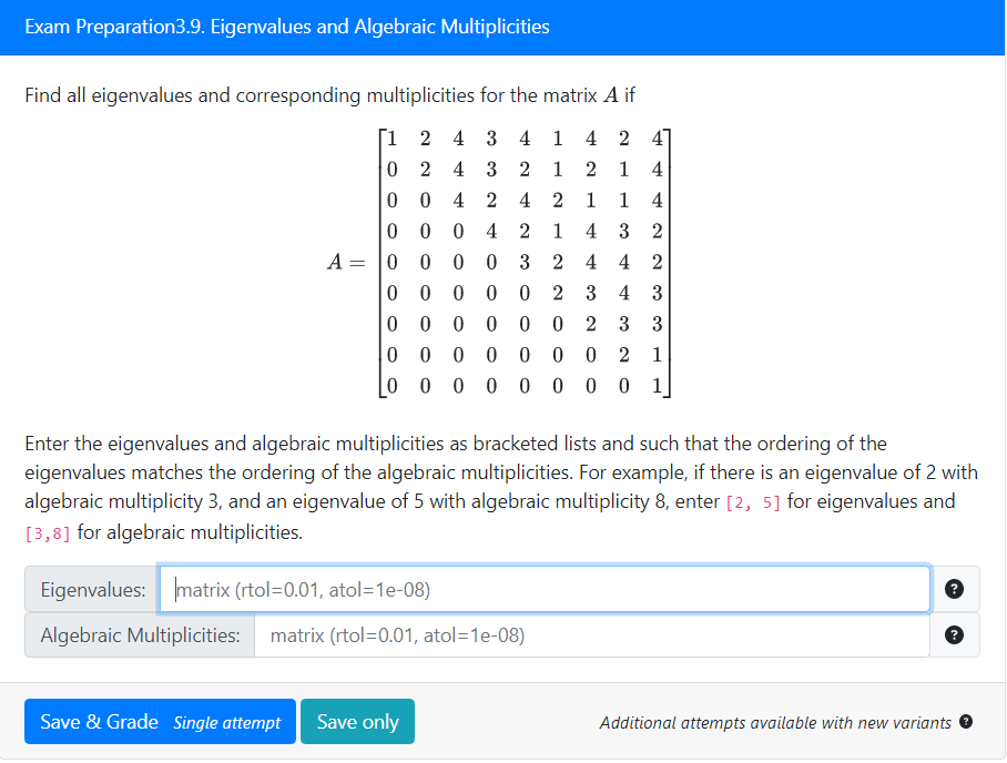 Solved Exam Preparation3.9. Eigenvalues and Algebraic | Chegg.com