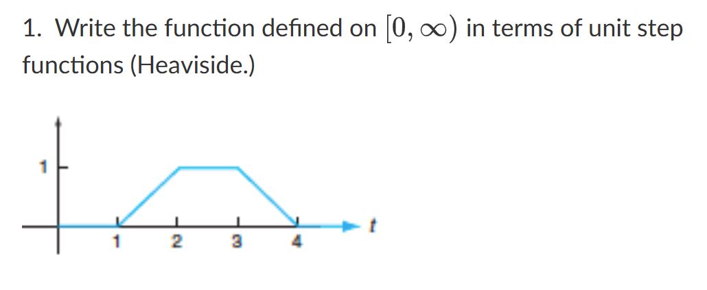 Solved 1. Write the function defined on [0,∞) in terms of | Chegg.com