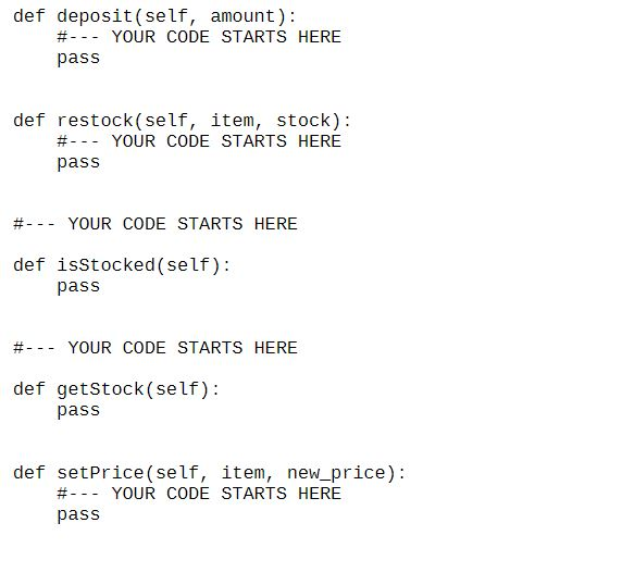 Solved Section 1: The Vending Machine class (5 pts) This | Chegg.com