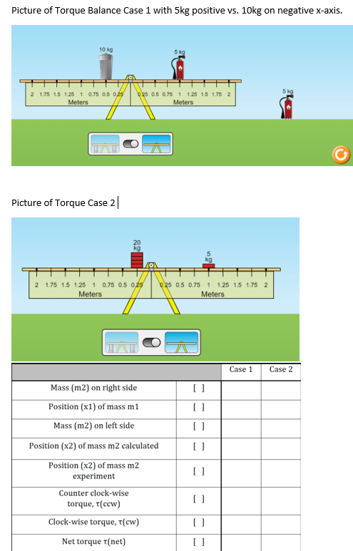 Solved Picture of Torque Balance Case 1 with 5kg positive | Chegg.com