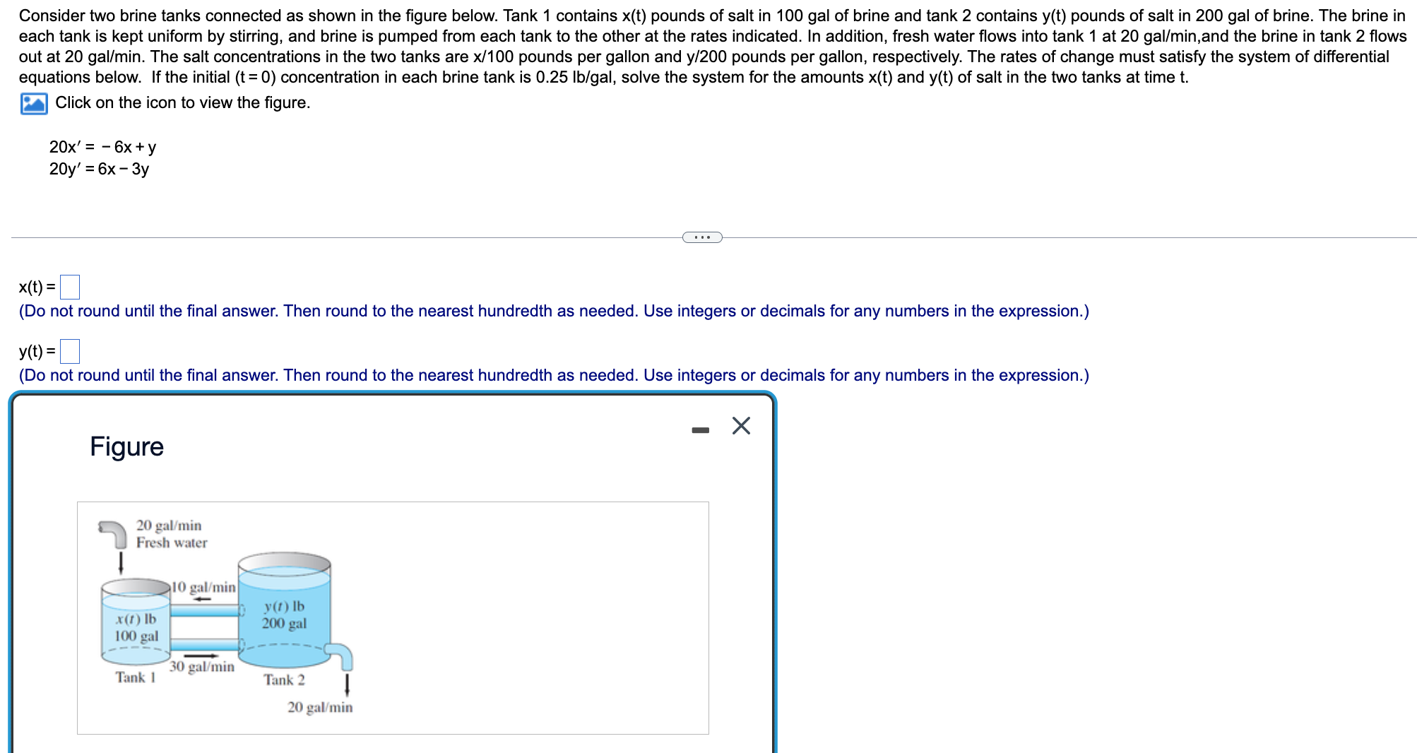 Solved Consider two brine tanks connected as shown in the | Chegg.com