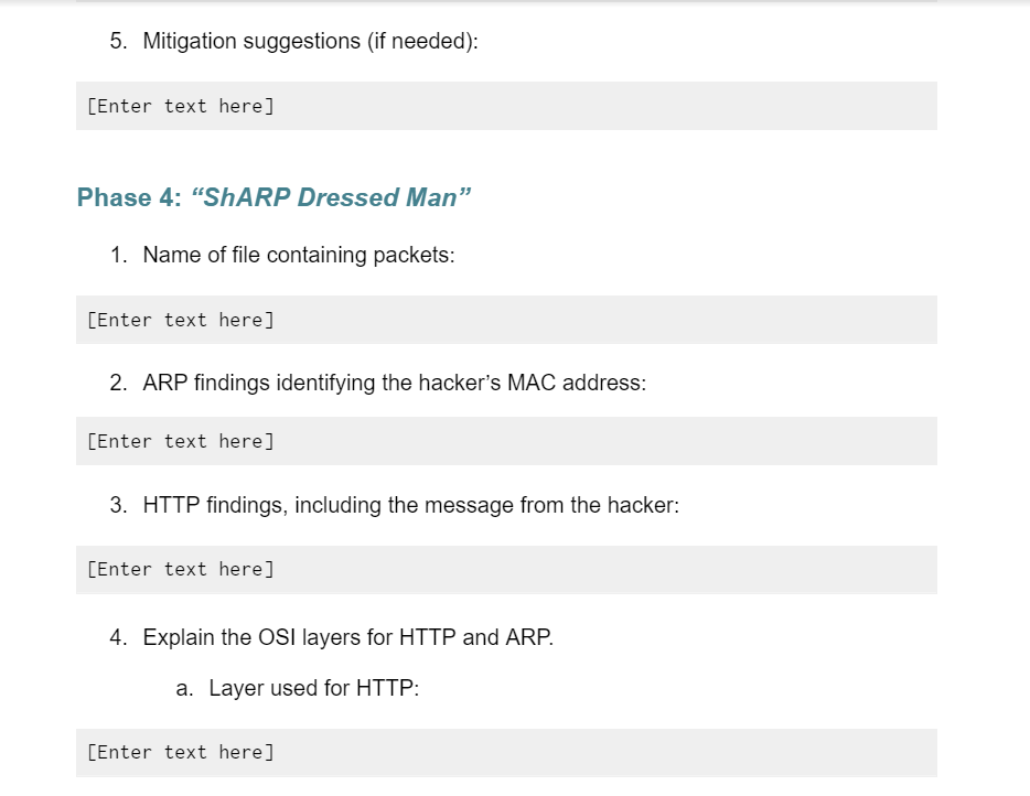 Solved 5. Mitigation suggestions (if needed): [Enter text | Chegg.com