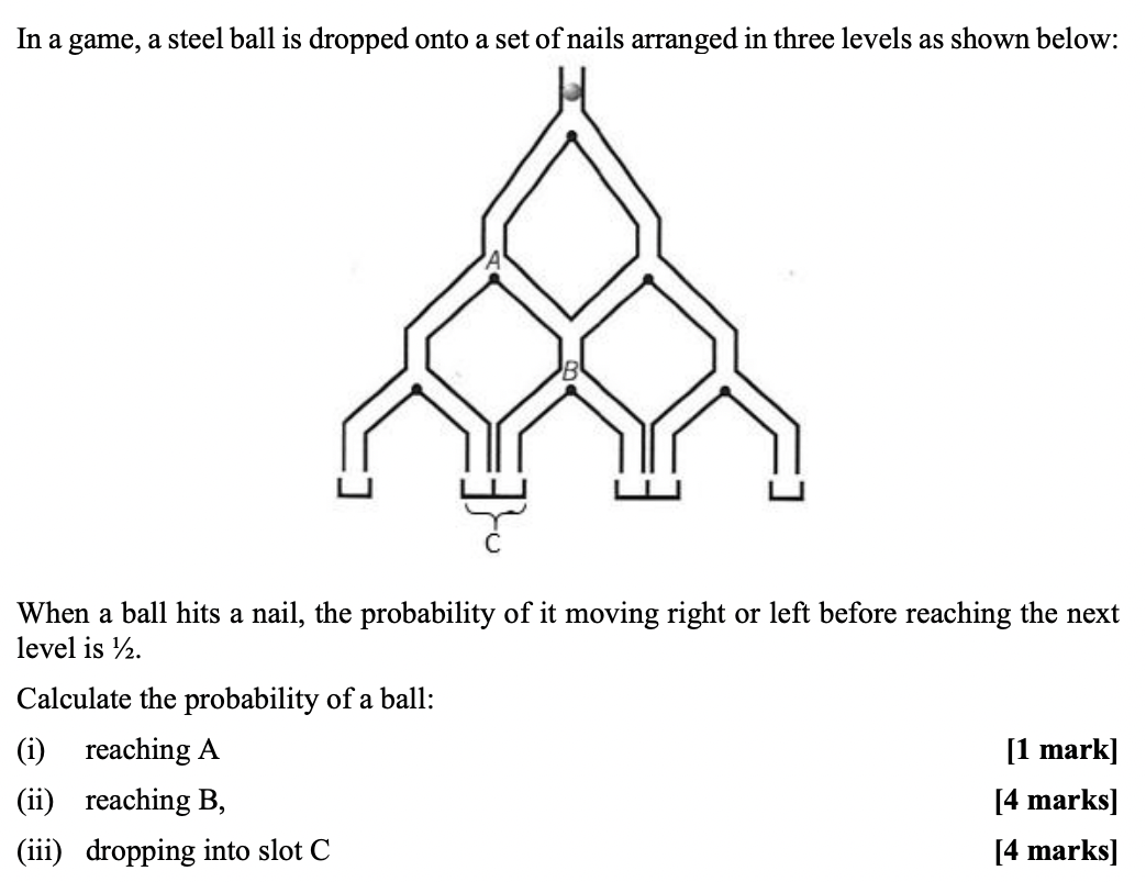 Solved In a game, a steel ball is dropped onto a set of | Chegg.com