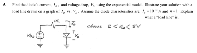 Solved the exponential model. I 5. Find the diode's current, | Chegg.com