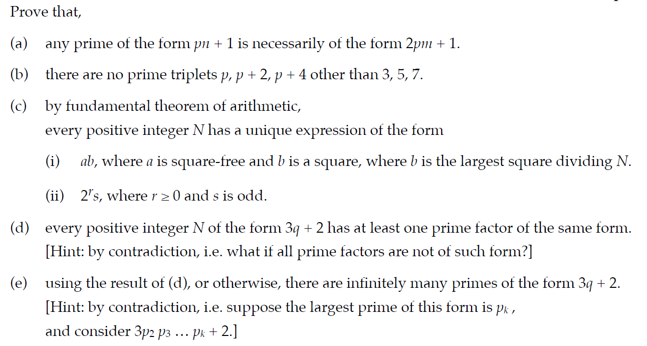 Solved Prove that, (a) any prime of the form pn + 1 is | Chegg.com