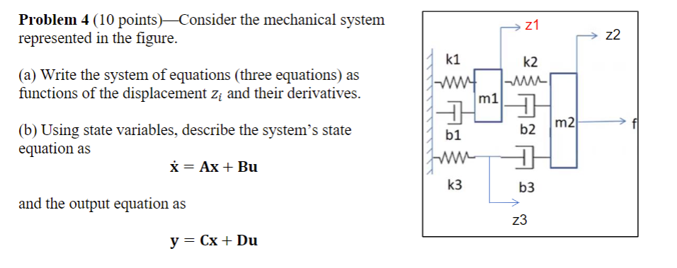 Solved Problem 4 (10 points)—Consider the mechanical system | Chegg.com