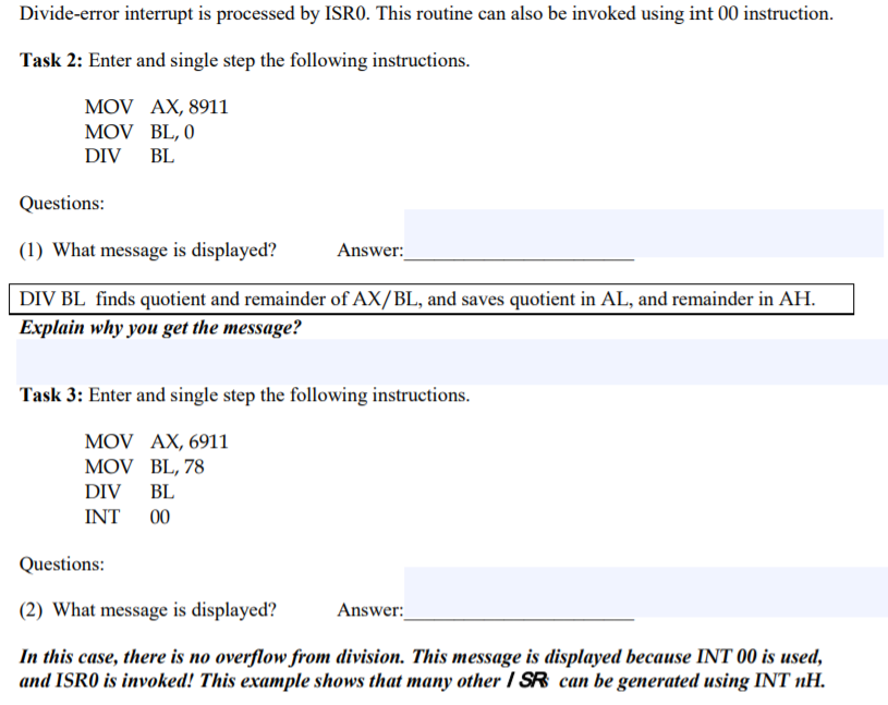 Solved Divide-error interrupt is processed by ISRO. This | Chegg.com
