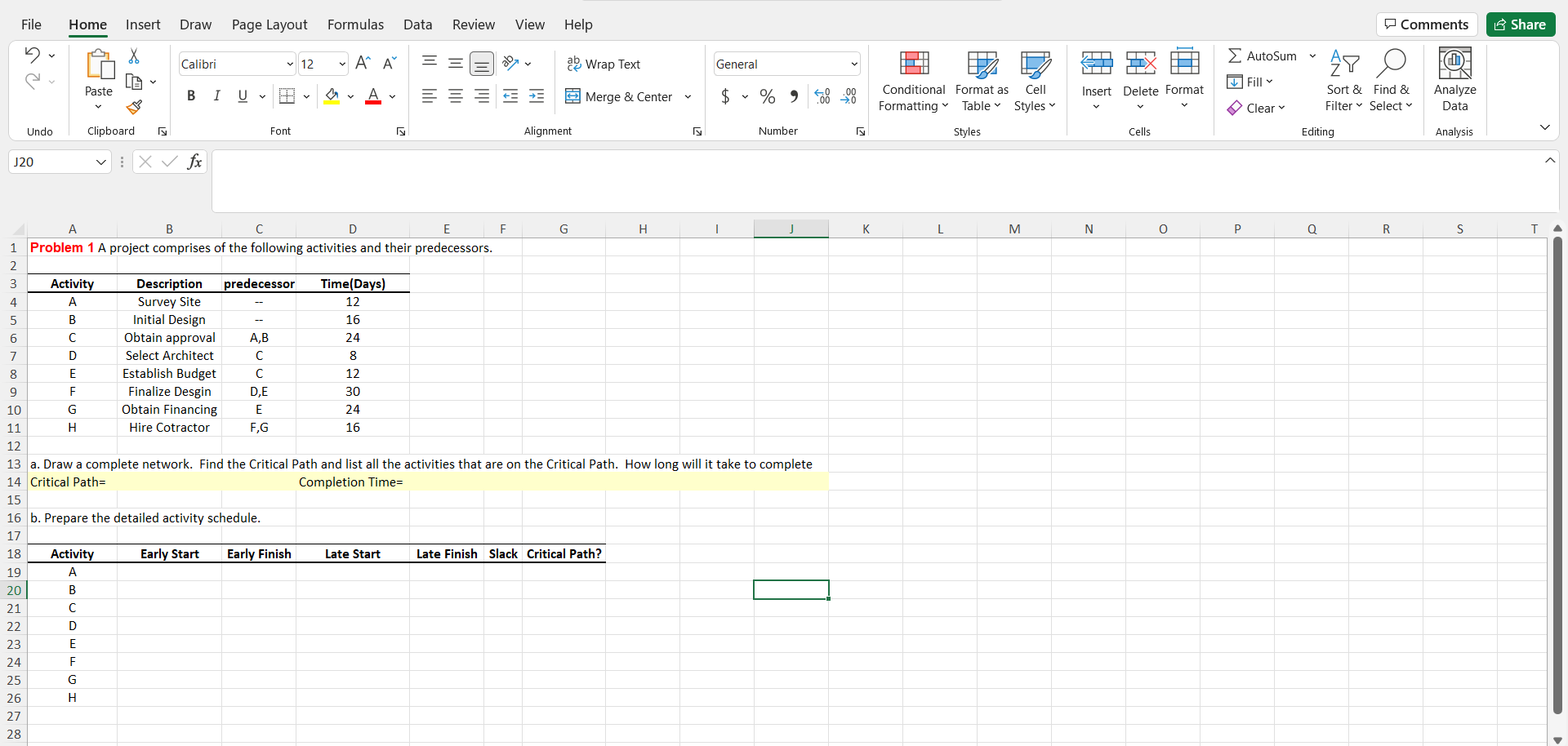 Solved File Home Insert Draw Page Layout Formulas Data | Chegg.com