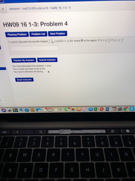 Solved webwork/ma215-003-umd-w18/hwo9 16.1-3/4 HW09 16 1-3: | Chegg.com
