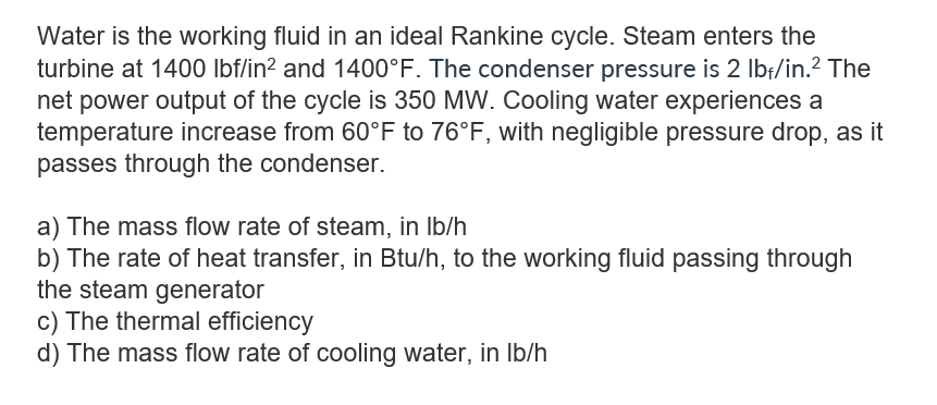 Solved Water is the working fluid in an ideal Rankine cycle. | Chegg.com