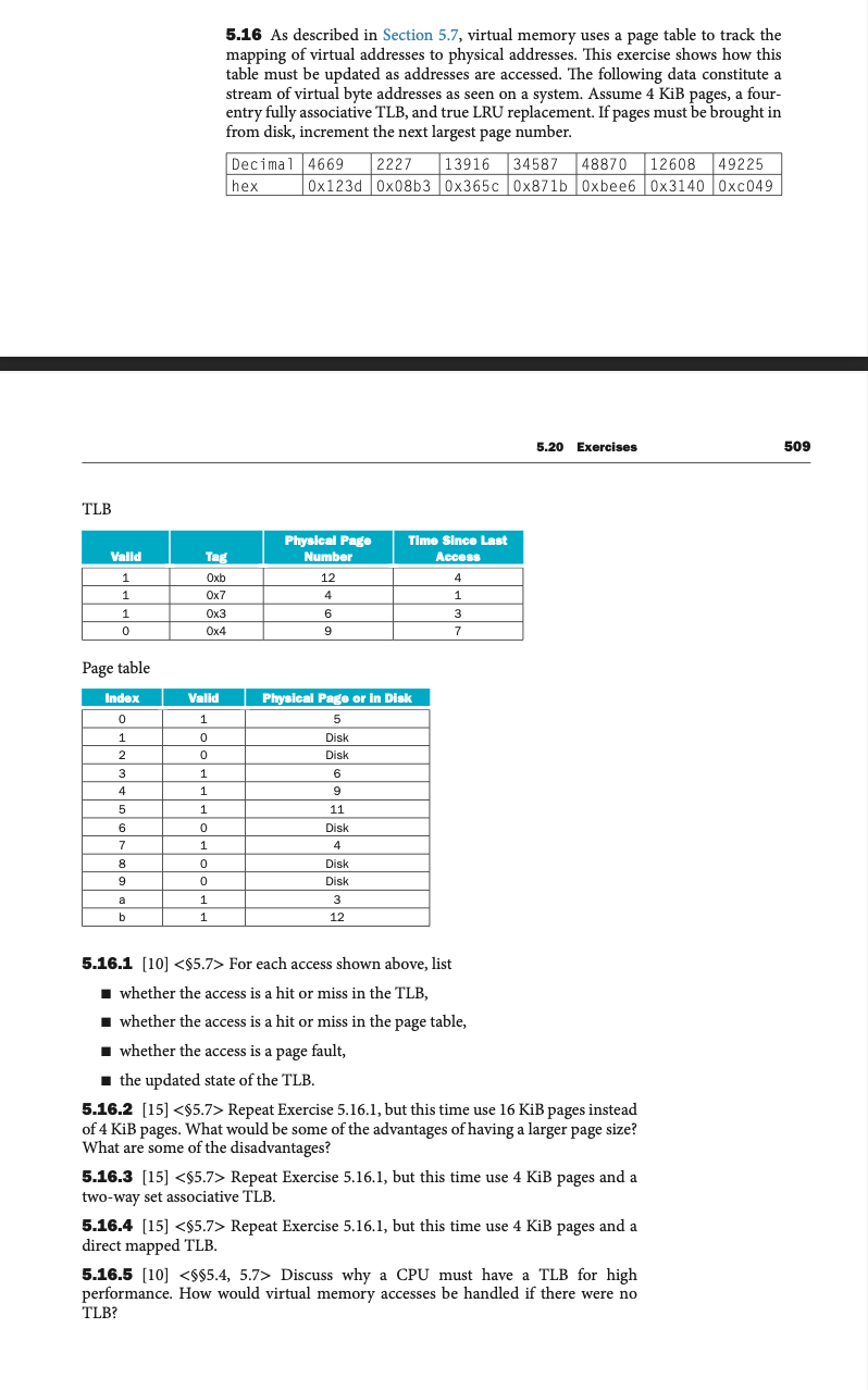 Solved 5.16 As described in Section 5.7, virtual memory uses | Chegg.com