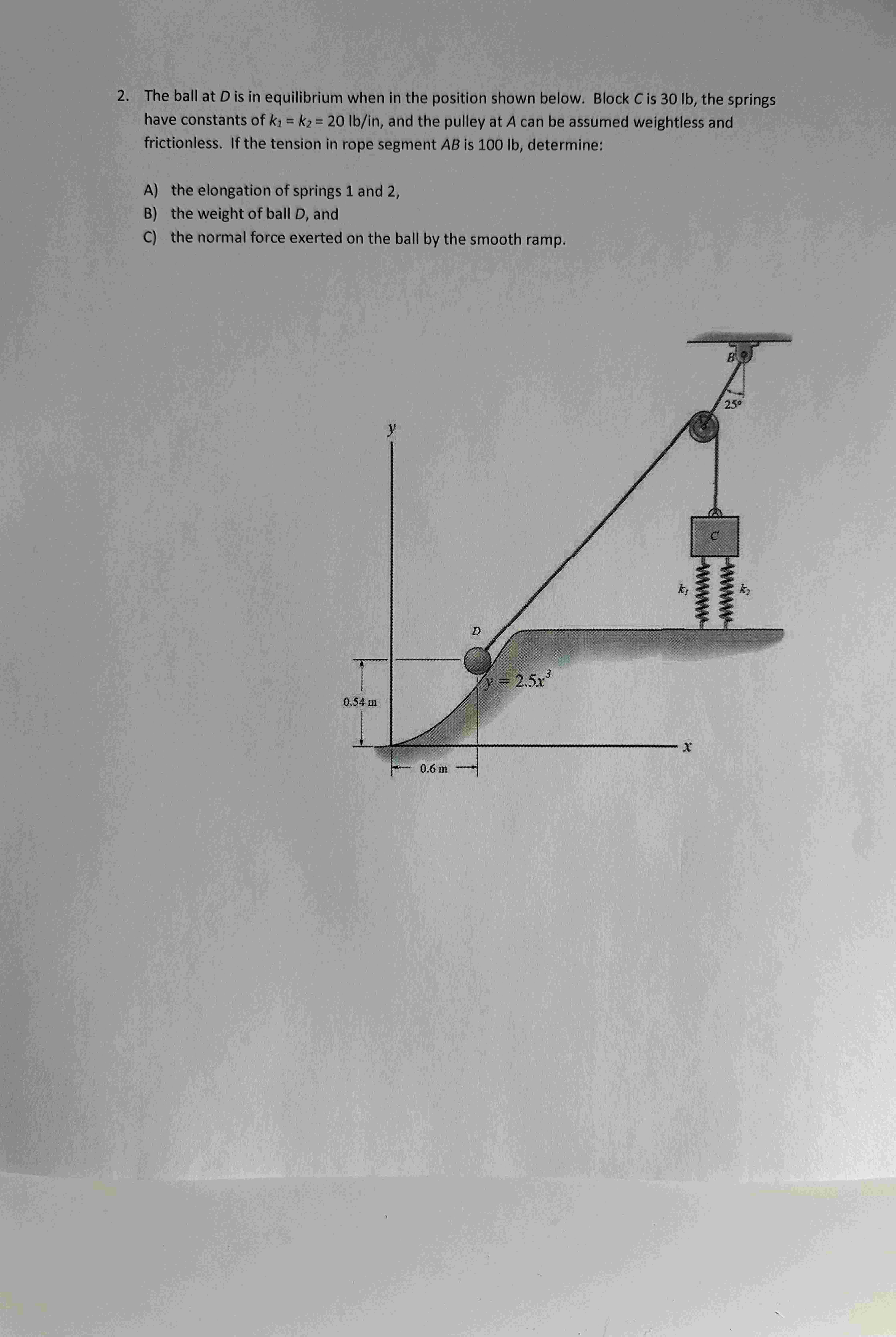 Solved 2. ﻿The ball at \( ﻿D \) ﻿is in equilibrium when in | Chegg.com