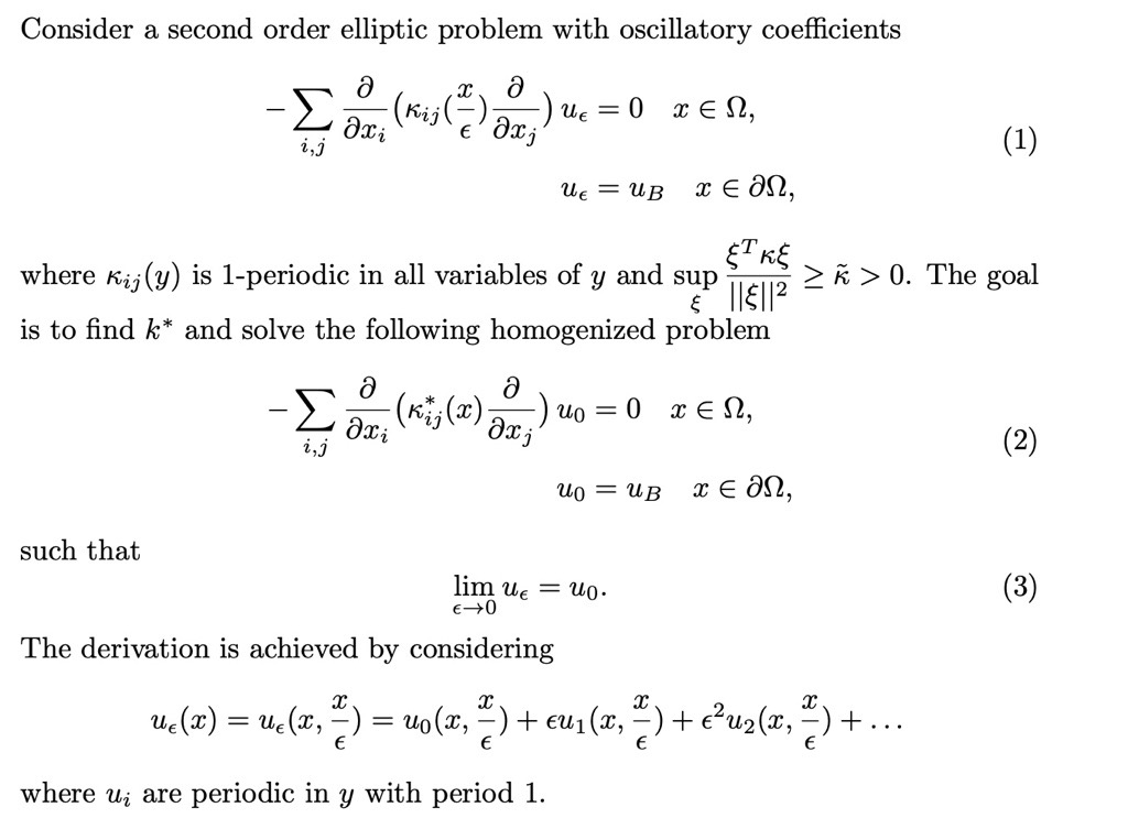 Solved Consider A Second Order Elliptic Problem With