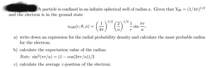 Solved A particle is confined in an infinite spherical well | Chegg.com