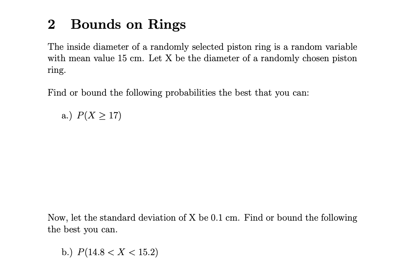 Solved 2 Bounds on Rings The inside diameter of a randomly | Chegg.com