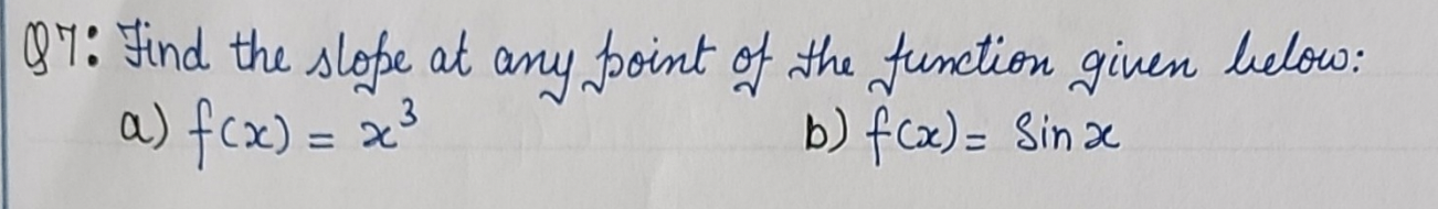 Solved Q7: Find the slope at any point of the function given | Chegg.com