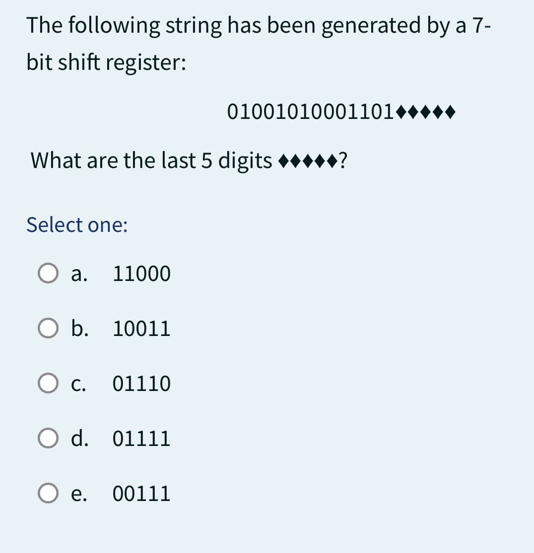 Solved The following string has been generated by a 7bit | Chegg.com