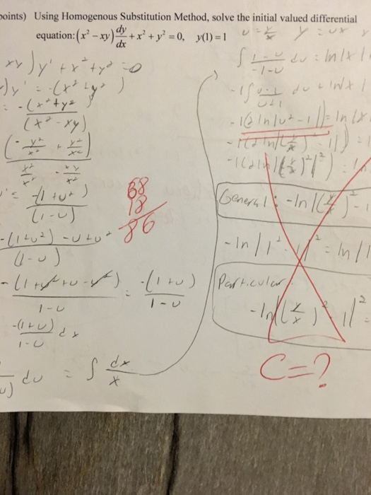 Solved Using Homogenous Substitution Method, solve the | Chegg.com