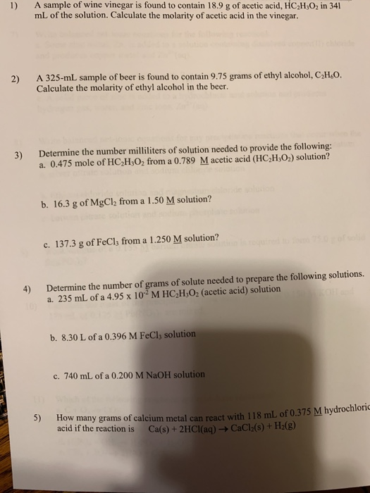 Solved A sample of wine vinegar is found to contain 18.9 g | Chegg.com