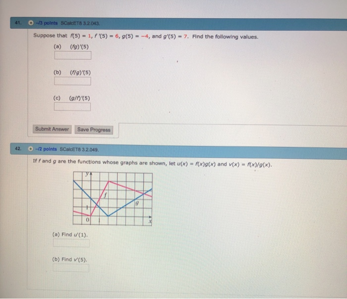 Solved 13 polnts SCalcET8 3.2.043. 41 Suppose that (5) 1, f | Chegg.com