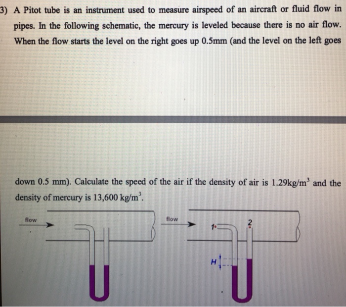 Solved 3) A Pitot tube is an instrument used to measure | Chegg.com