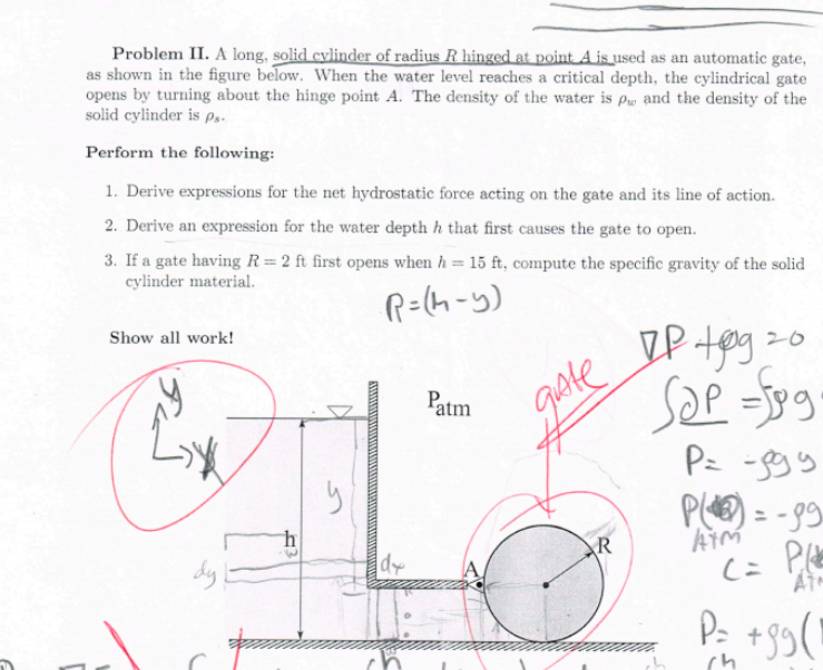 Solved Problem II. A long, solid cylinder of radius R hinged | Chegg.com
