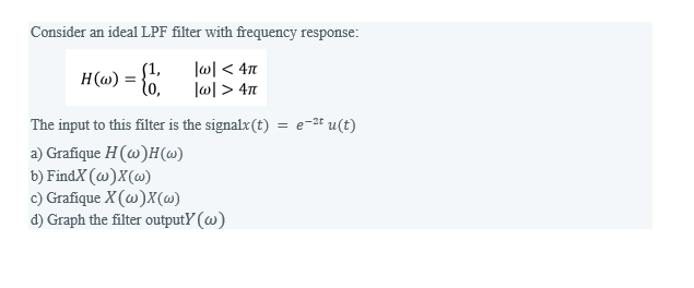 Solved Consider an ideal LPF filter with frequency response: | Chegg.com