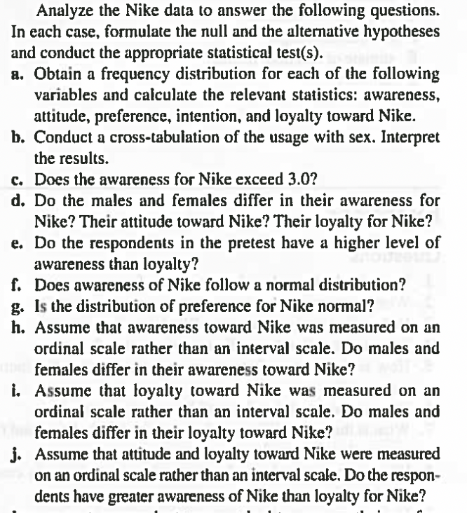 Solved Analyze the Nike data to answer the following | Chegg.com