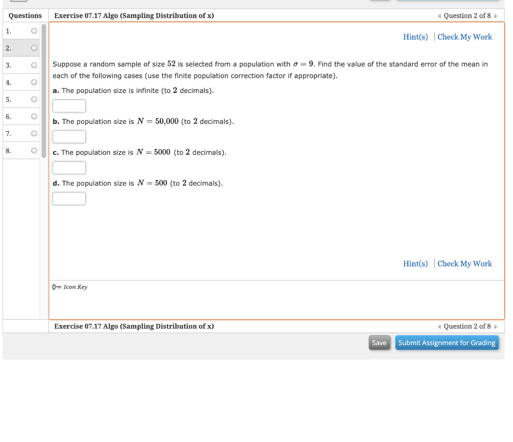 Solved Questions Exercise 07.15 Algo (Sampling Distribution | Chegg.com